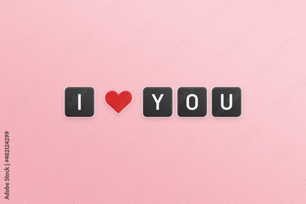 I love you text with heart symbol in pink background. Stock Photo ...