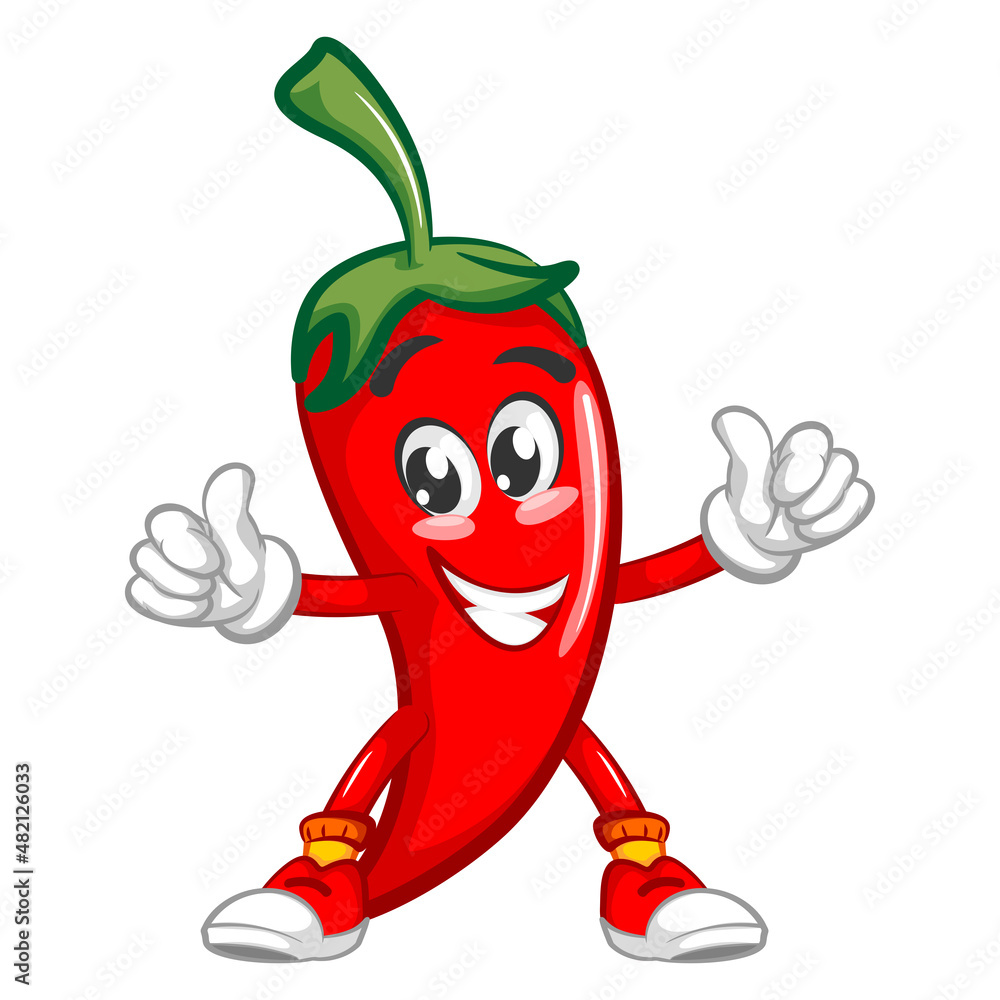 vector mascot character illustration of cute chili Stock Vector | Adobe ...