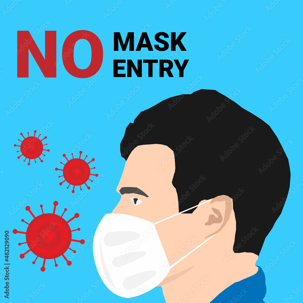 Warning sign without a face mask no entry and keep distance. Vector ...