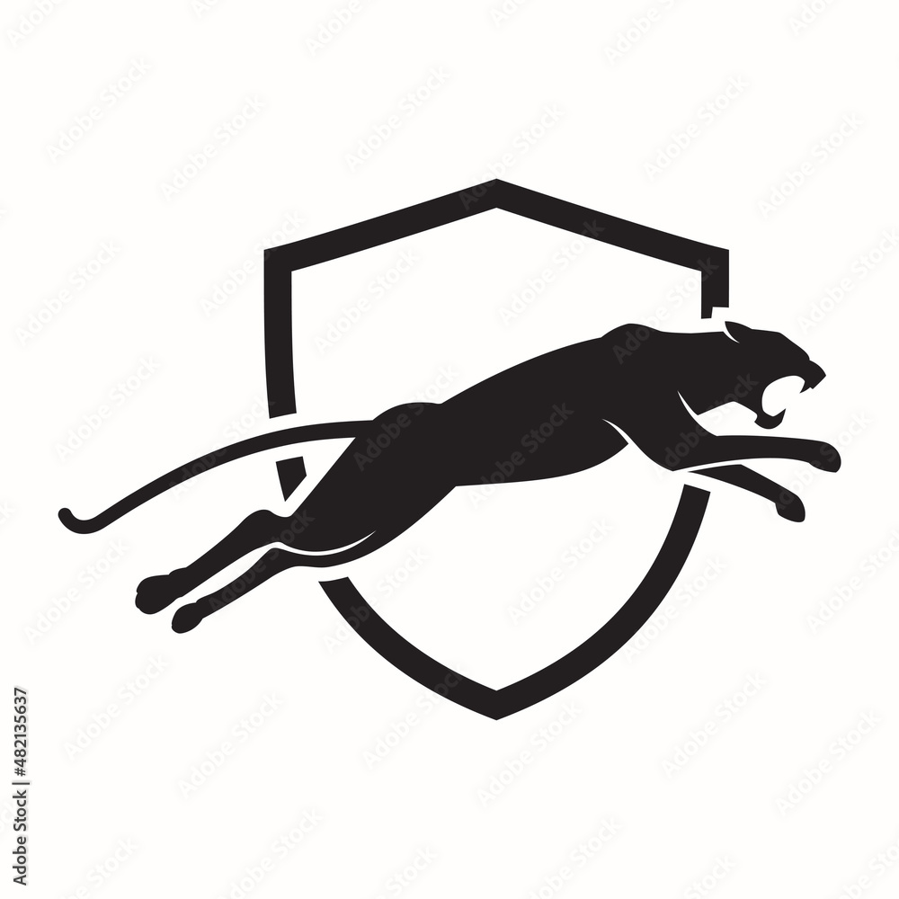 Panther logo black and white Stock Vector | Adobe Stock