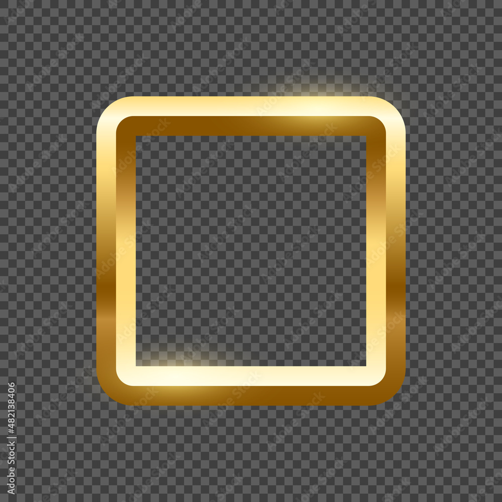 Gold square frame for picture on black background. Blank space for ...