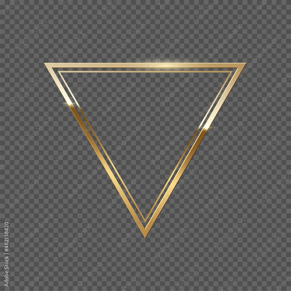 Double golden frame with triangle shape vector illustration. Realistic ...