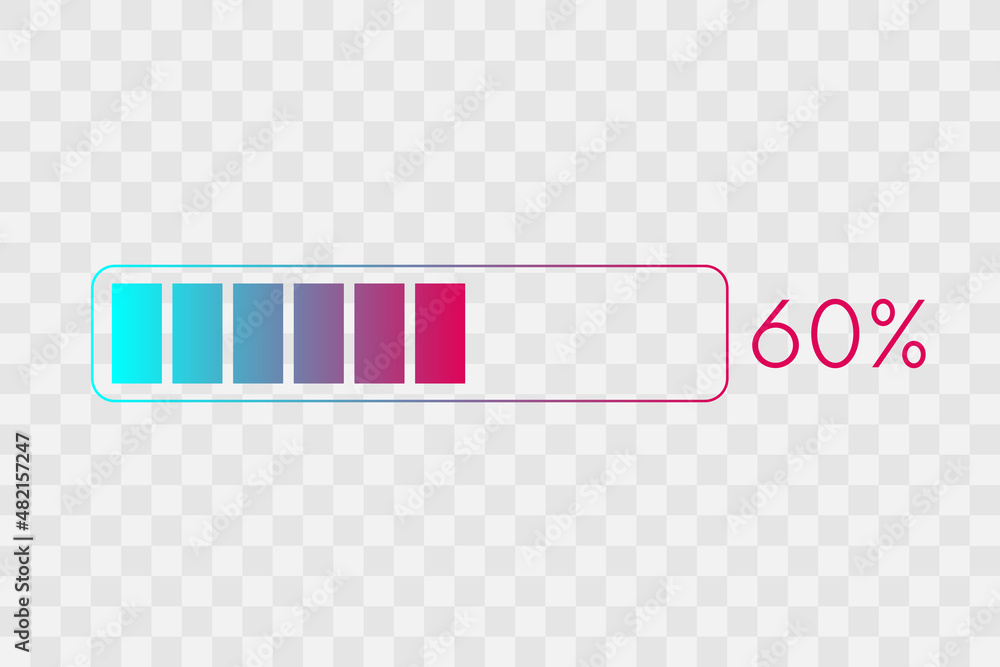 60 percent chart. Vector percentage infographics. Isolated gradient ...