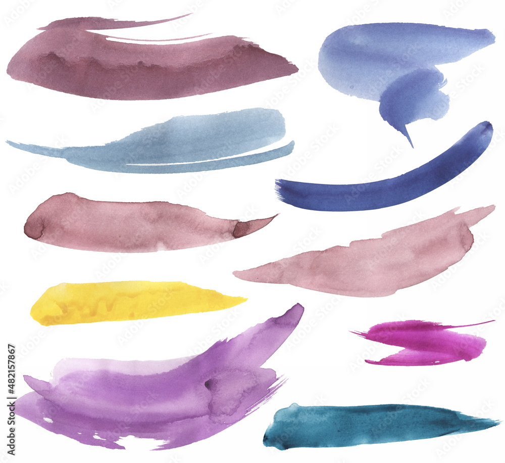 Watercolor hand drawn Backgrounds Clipart, Brush strokes textured ...