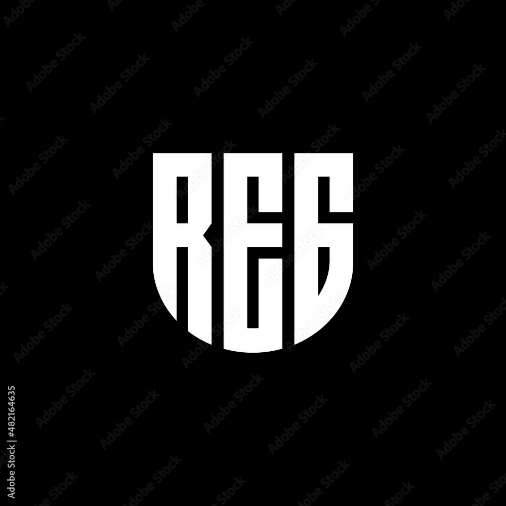 REG letter logo design with black background in illustrator, vector ...