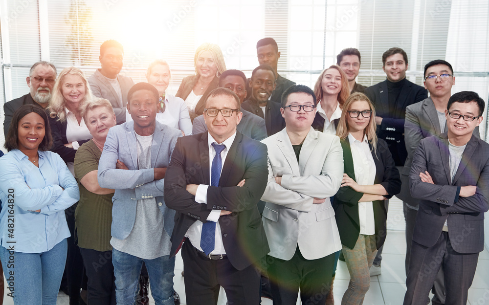 large group of diverse employees standing together. Stock Photo | Adobe ...