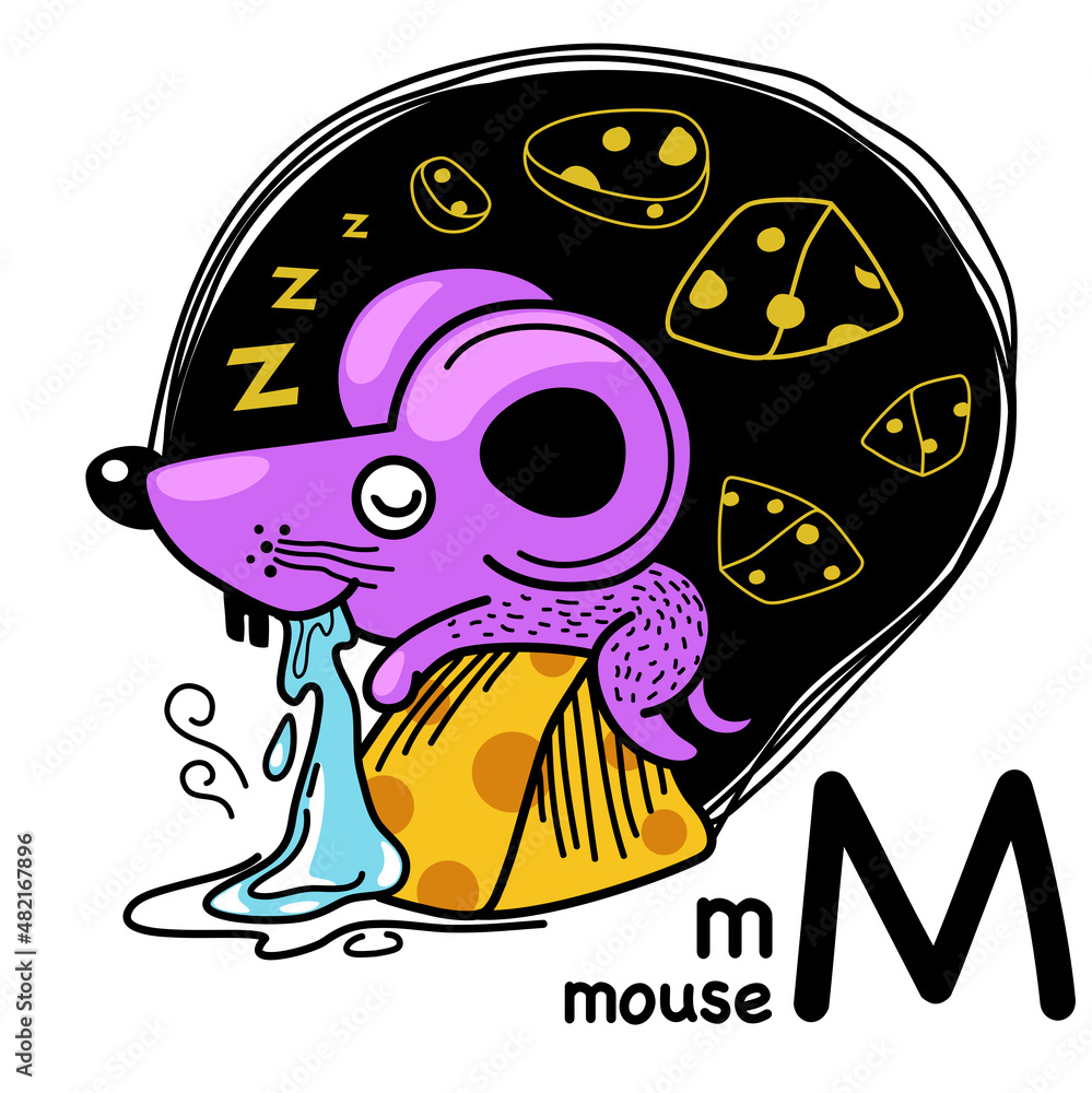 Hand drawn.Alphabet Letter M-mouse Stock Vector | Adobe Stock