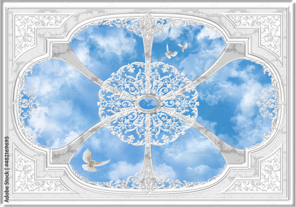 3D-image ceiling painting in Classic style, the arch of the main hall ...