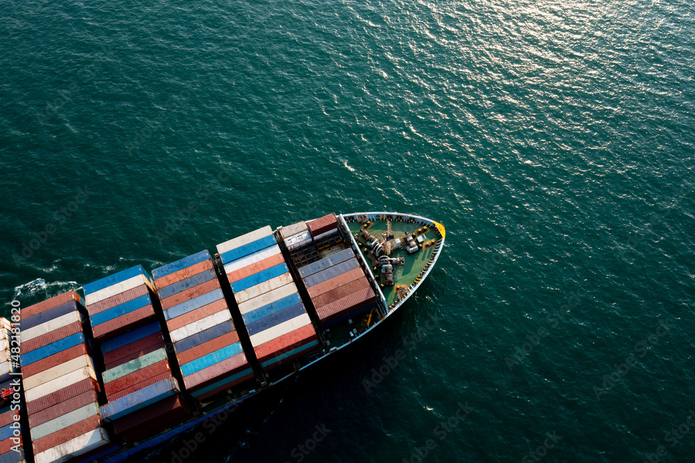 Container ship carrying for import and export, business cargo logistic ...
