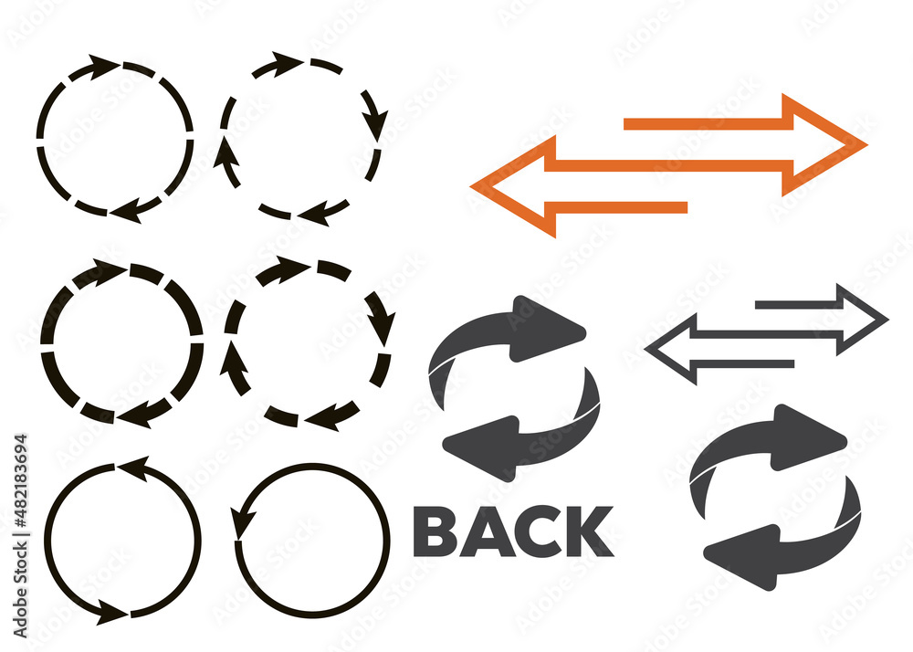 Rotating, circular, cyclic arrows. Recurrence sign. Flip over or turn ...