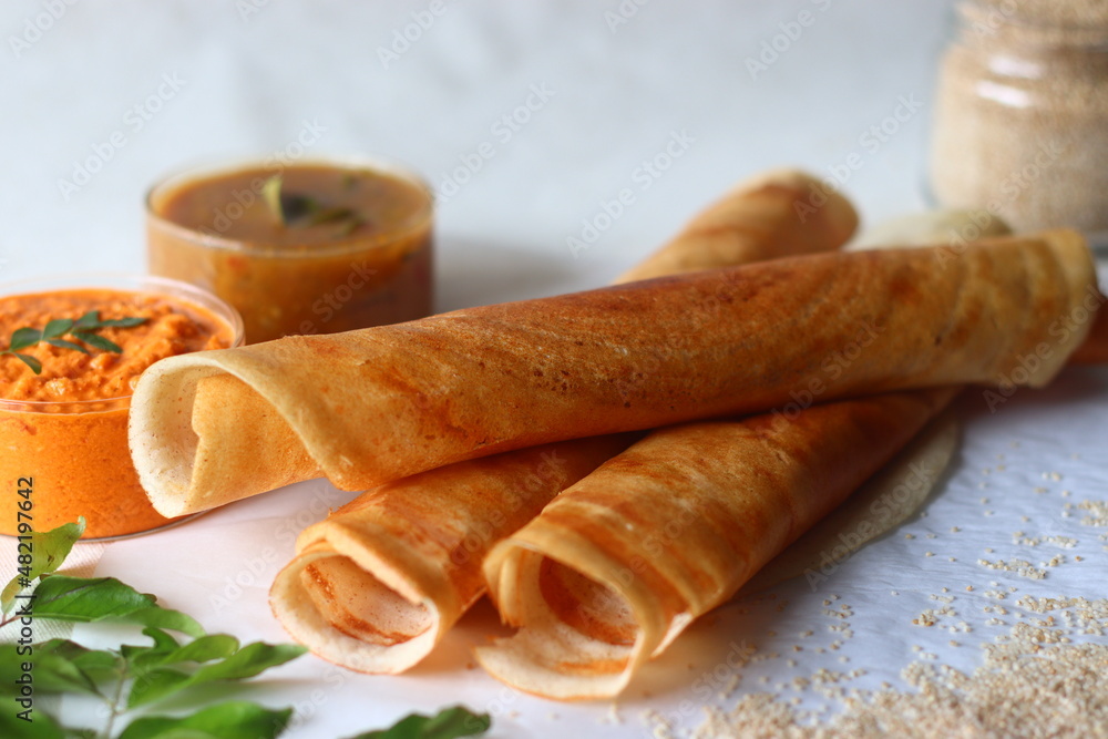 Plakat Crispy crepes made of little millets and lentils. Commonly known ...