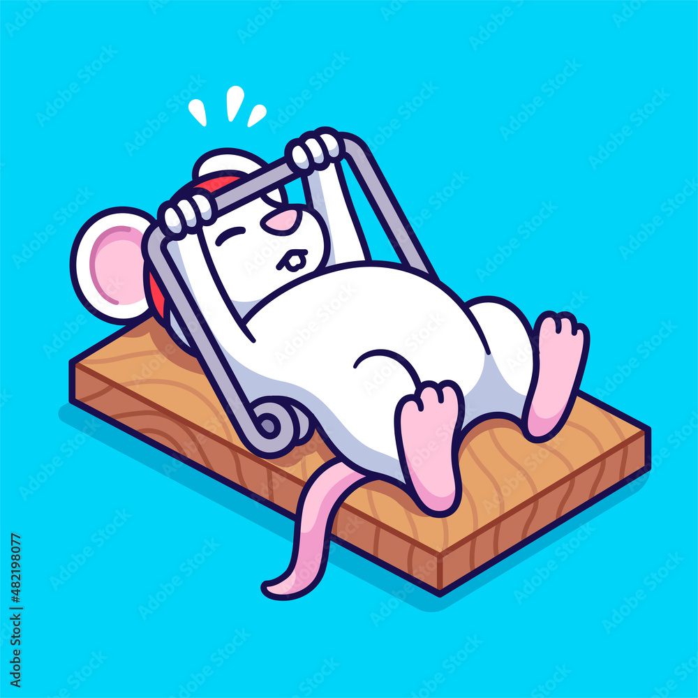 Gym rat, cartoon mouse bench pressing mousetrap Stock Vector | Adobe Stock