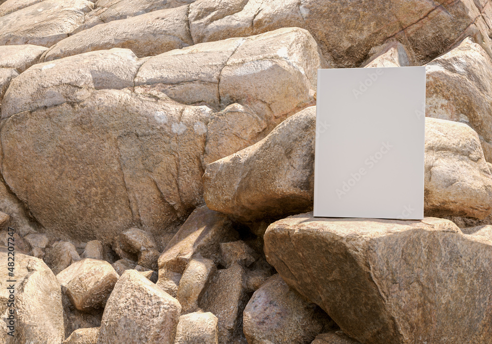 Blank book mockup placed on stone, notebook mockup, mockup on nature ...