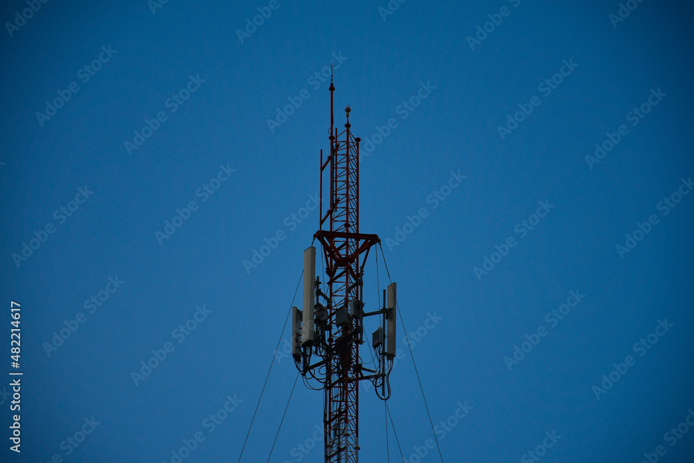 Telecommunication tower of 4G and 5G cellular. Antenna transmission ...