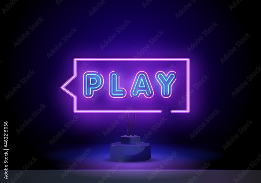 Vector realistic isolated neon sign of Play logo for template ...