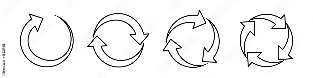 Set of circle arrow vector icons. Recycling icon. Circular vector ...