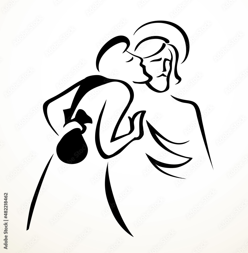 Poster Kiss of Judas. Betrayal. Vector drawing – Wall Art | UkPosters