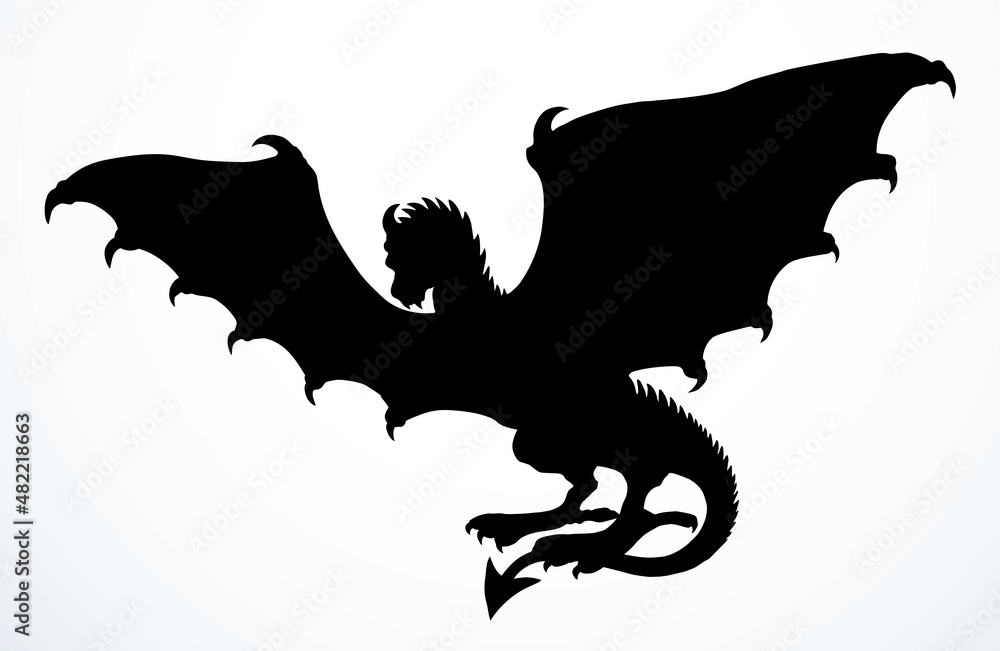 Winged dragon. Vector drawing animal Stock Vector | Adobe Stock