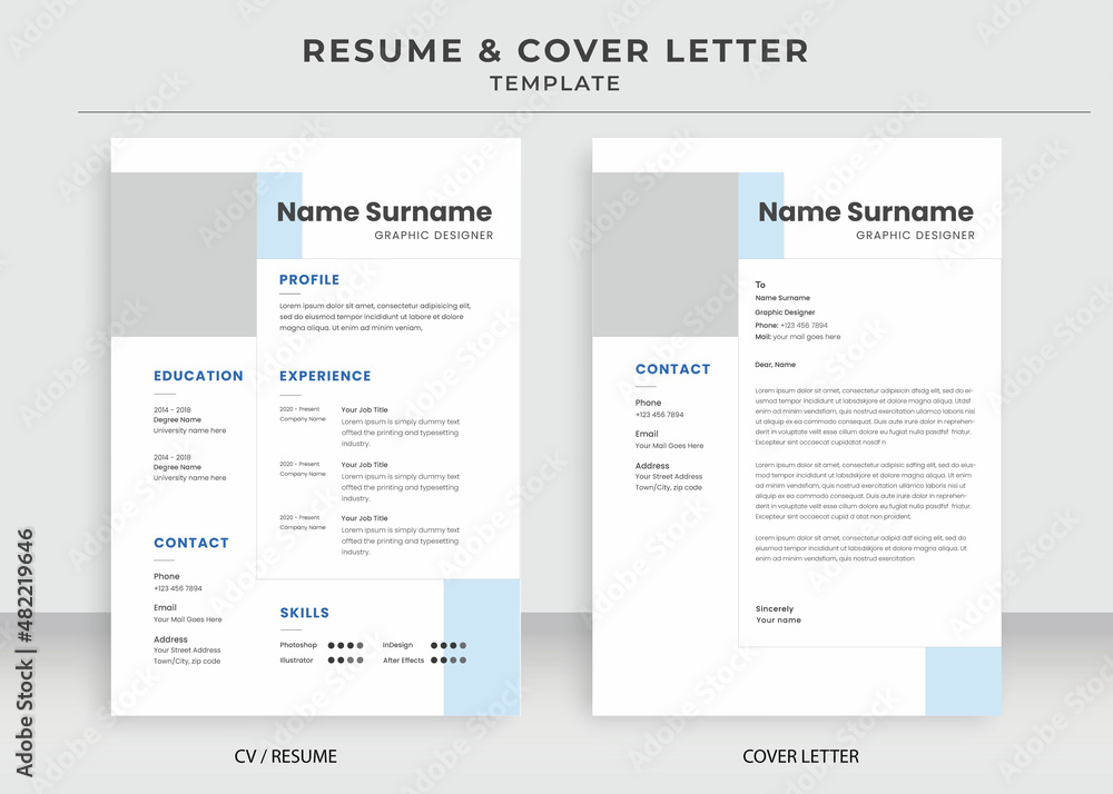 Resume and Cover Letter Template, Minimalist resume cv template, Cv ...