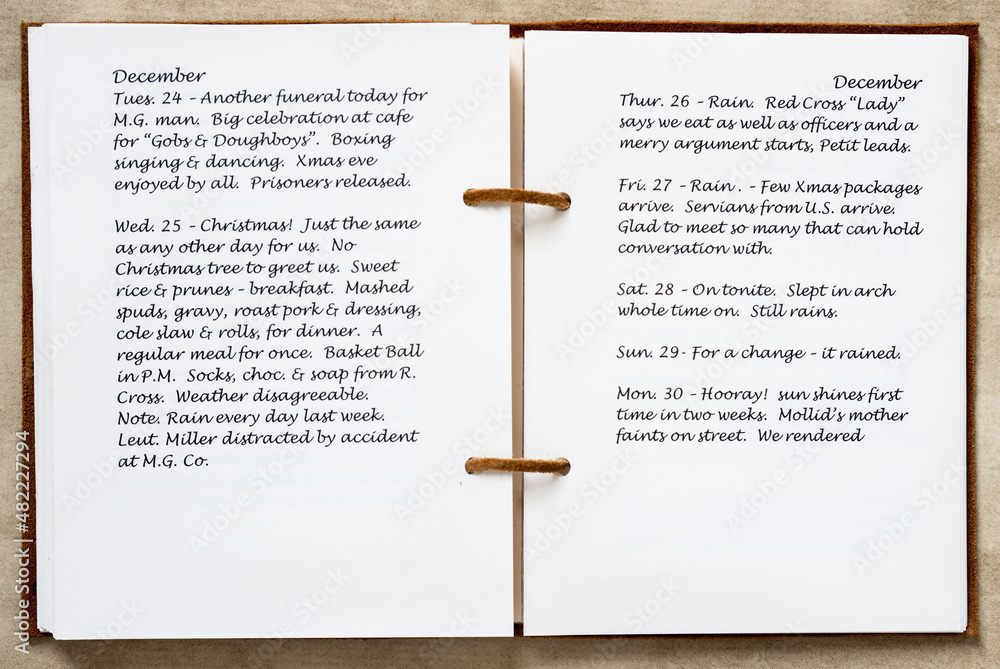 World War One Soldier`s Diary Pages, 42 of 47. Diary entries of a WWI ...