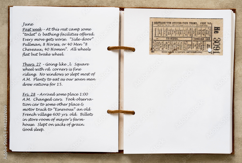 World War One Soldier`s Diary Pages, 9 of 47. Diary entries of a WWI ...