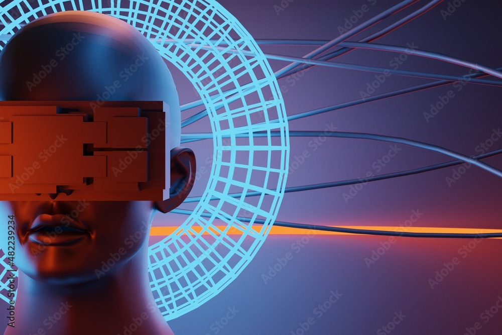 metaverse vr simulation gaming cyberpunk style, digital robot ai, 3d ...