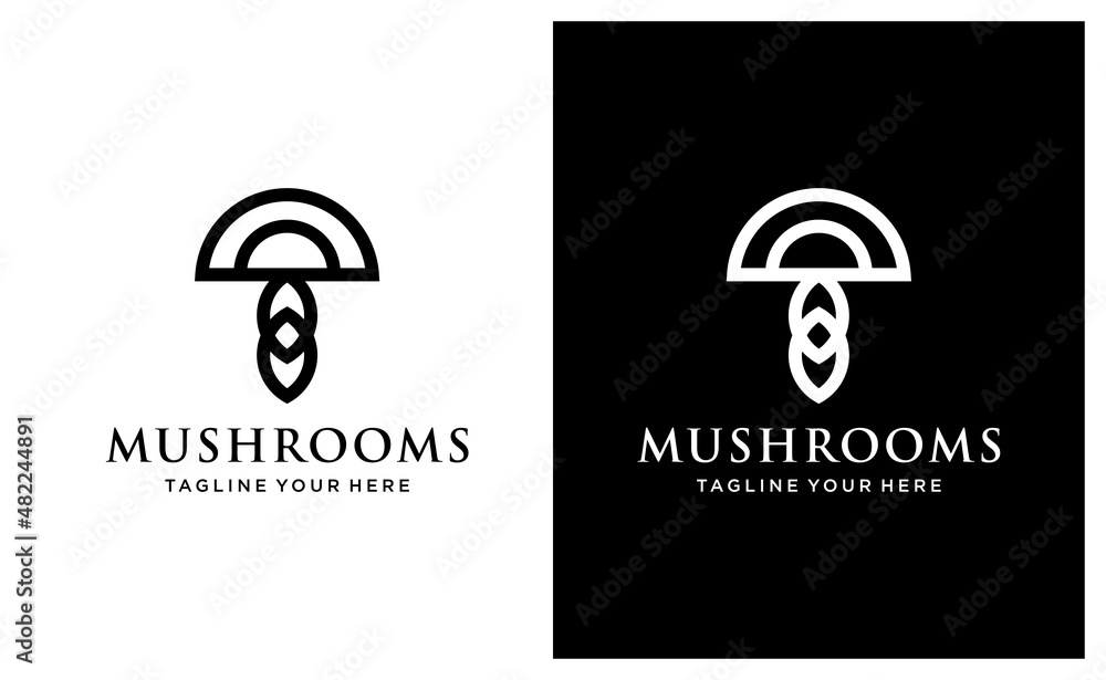 mushroom company line art simple and modern logo design inspiration. on ...