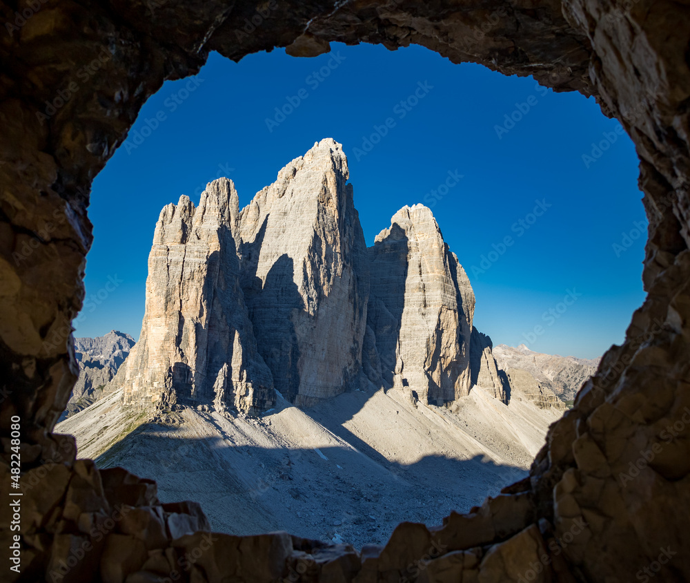 Tre Cime di Lavaredo (Three Merlons), seen from via ferrata ...