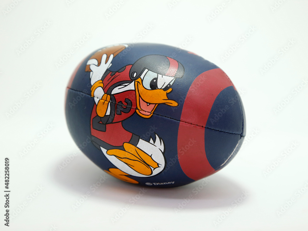 American football ball with the image of Disney's Donald Duck. Soft ...