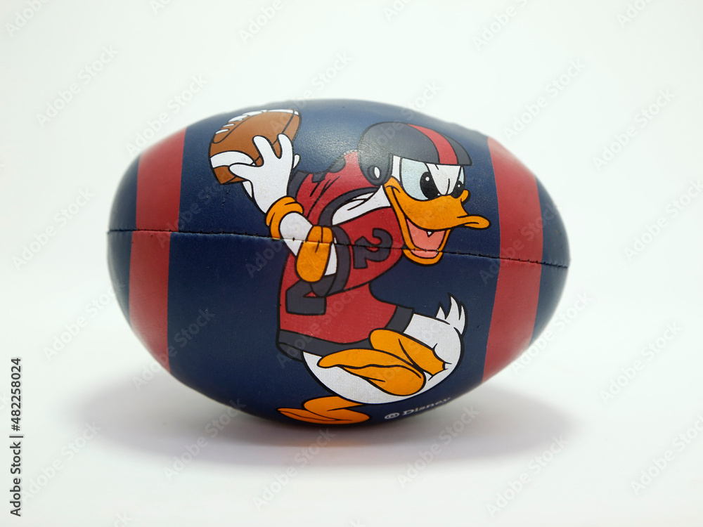 American football ball with the image of Disney's Donald Duck. Soft ...