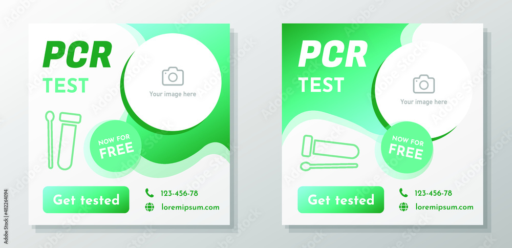 Antigen COVID-19 test social media post banner set, nasal PCR test ...