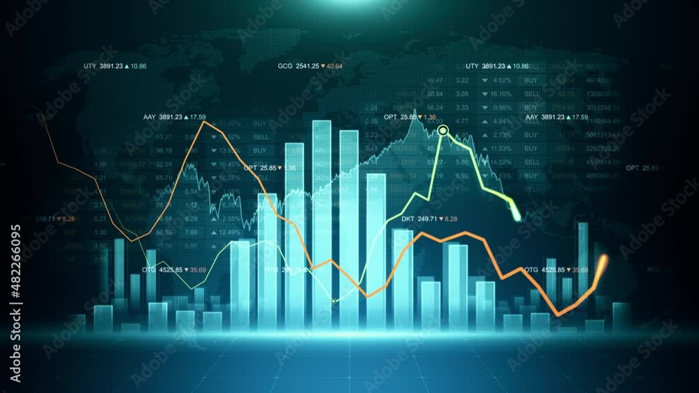 Stock market abstract finance background with motion graph, chart bars ...