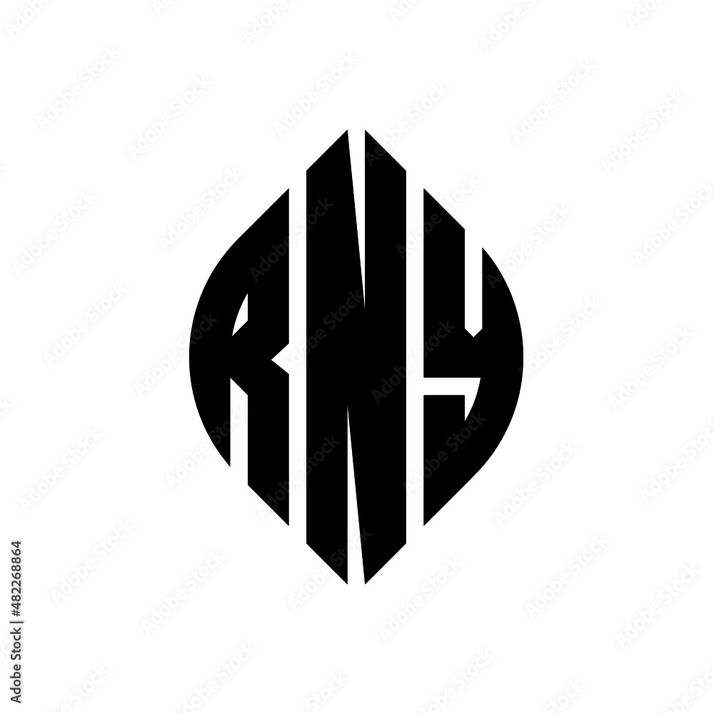 RNY circle letter logo design with circle and ellipse shape. RNY ...