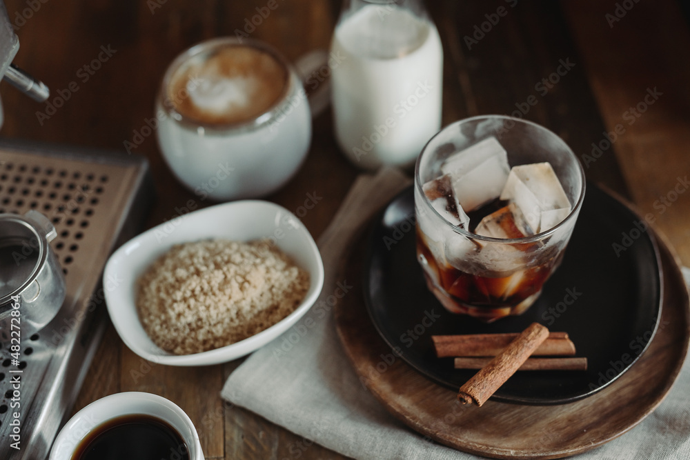 Iced Brown Sugar Oat Milk Latte Ingredients. Process of Making Iced ...