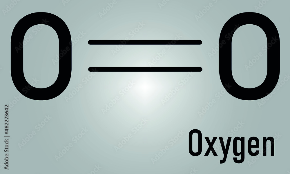 Poster Elemental oxygen. O2 molecule. Skeletal formula. – Wall Art ...