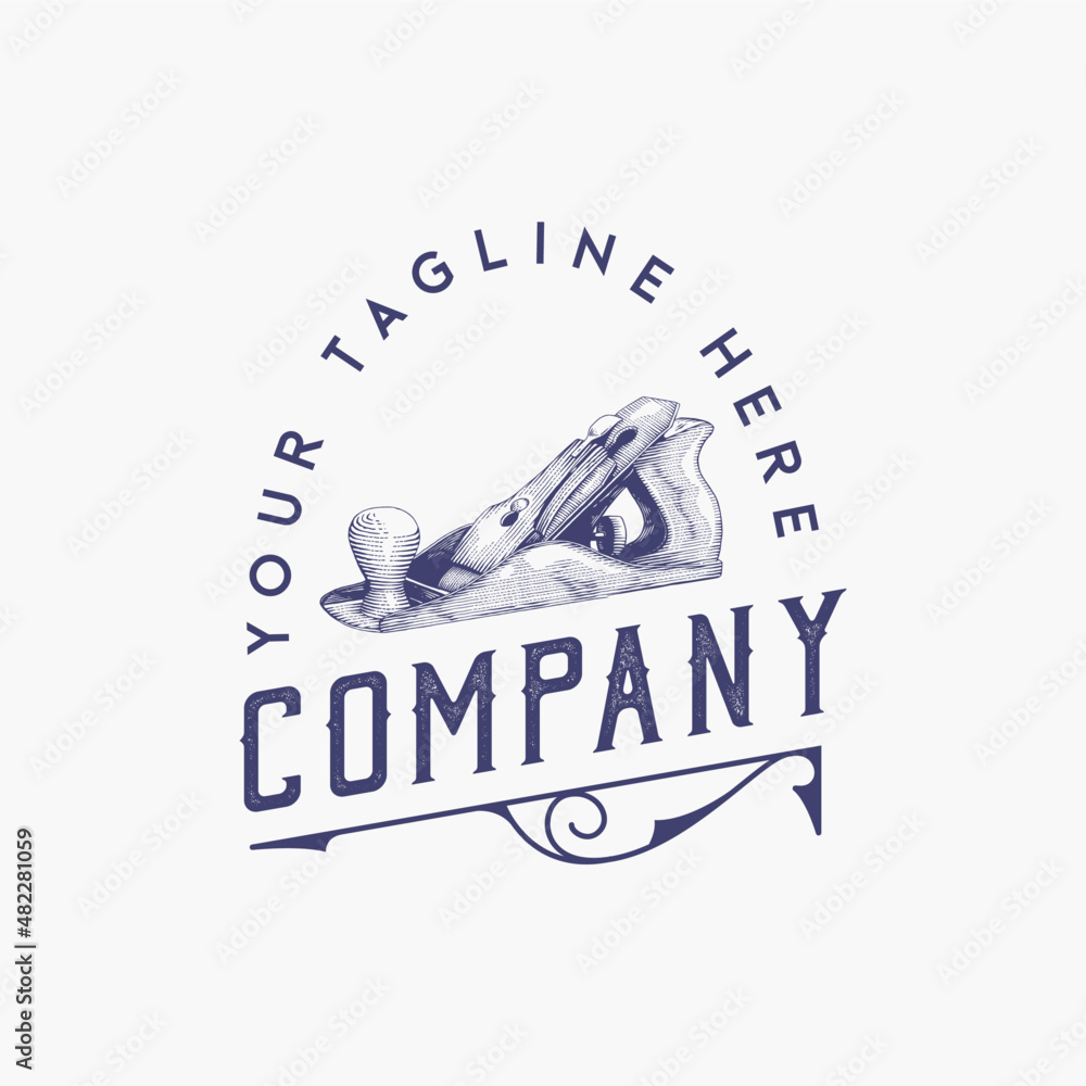 classsic hand plane tool logo Stock Vector | Adobe Stock