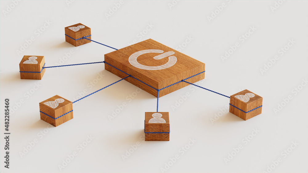 Activate Technology Concept with power Symbol on a Wooden Block. User ...