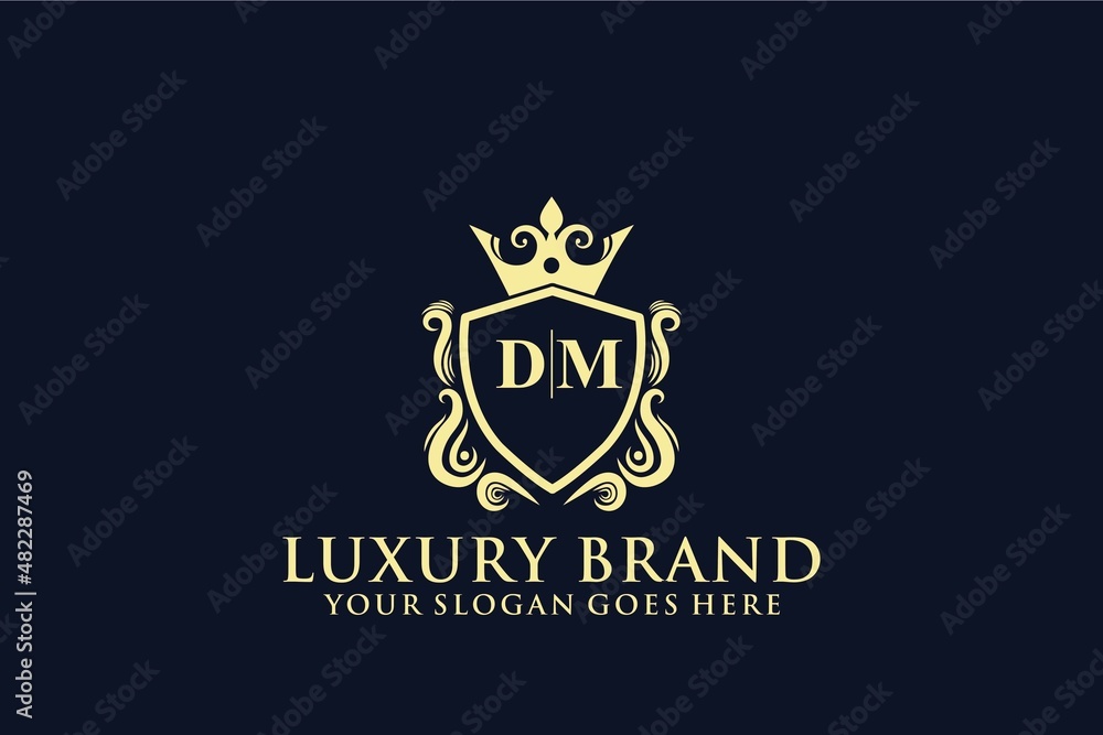 letter Initial DM elegant luxury monogram logo or badge template with ...