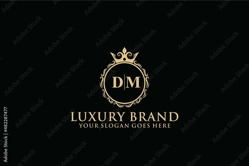 letter Initial DM elegant luxury monogram logo or badge template with ...