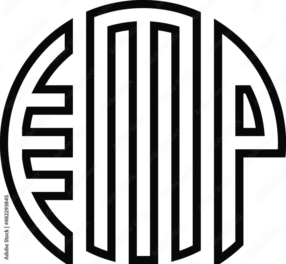 Title: EMP Letter logo design with a circular shape vector in ...