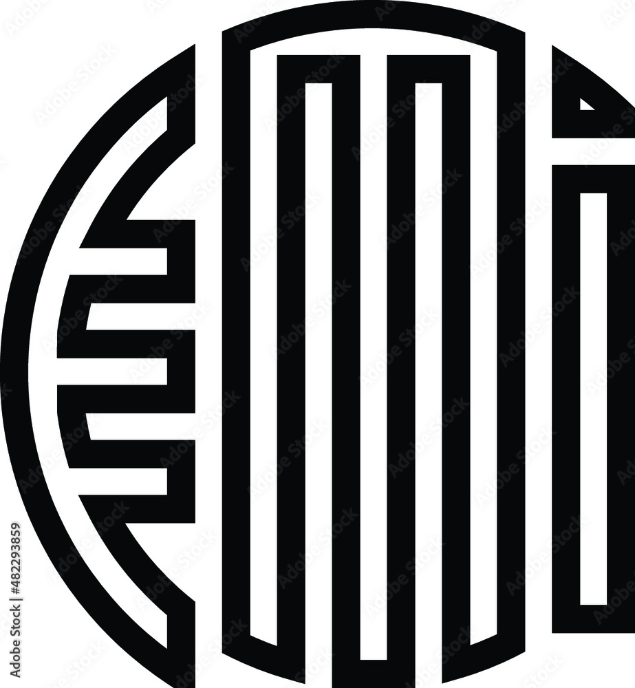 Title: EMI Letter logo design with a circular shape vector in ...