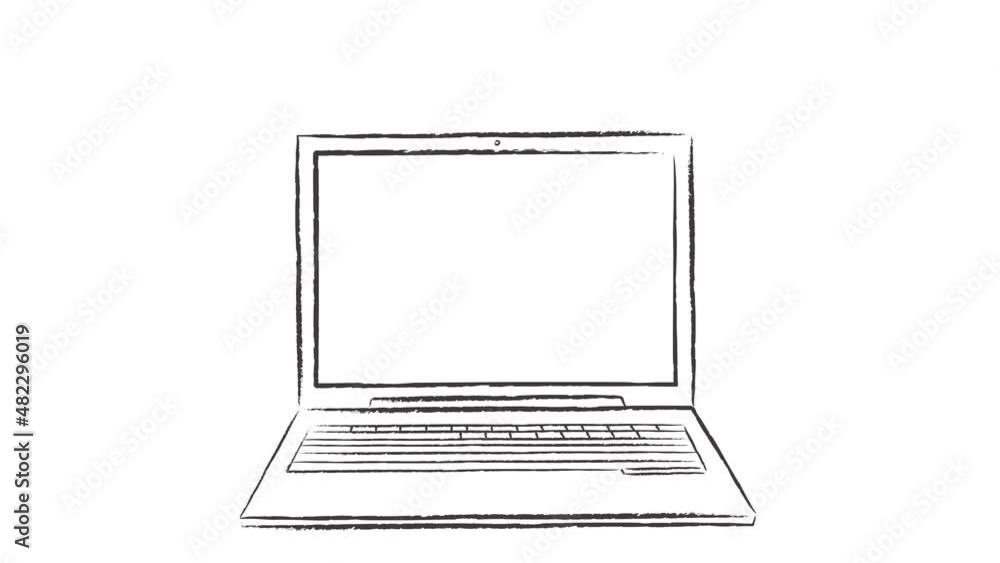 Video animation of laptop drawing with check list. After drawing of ...