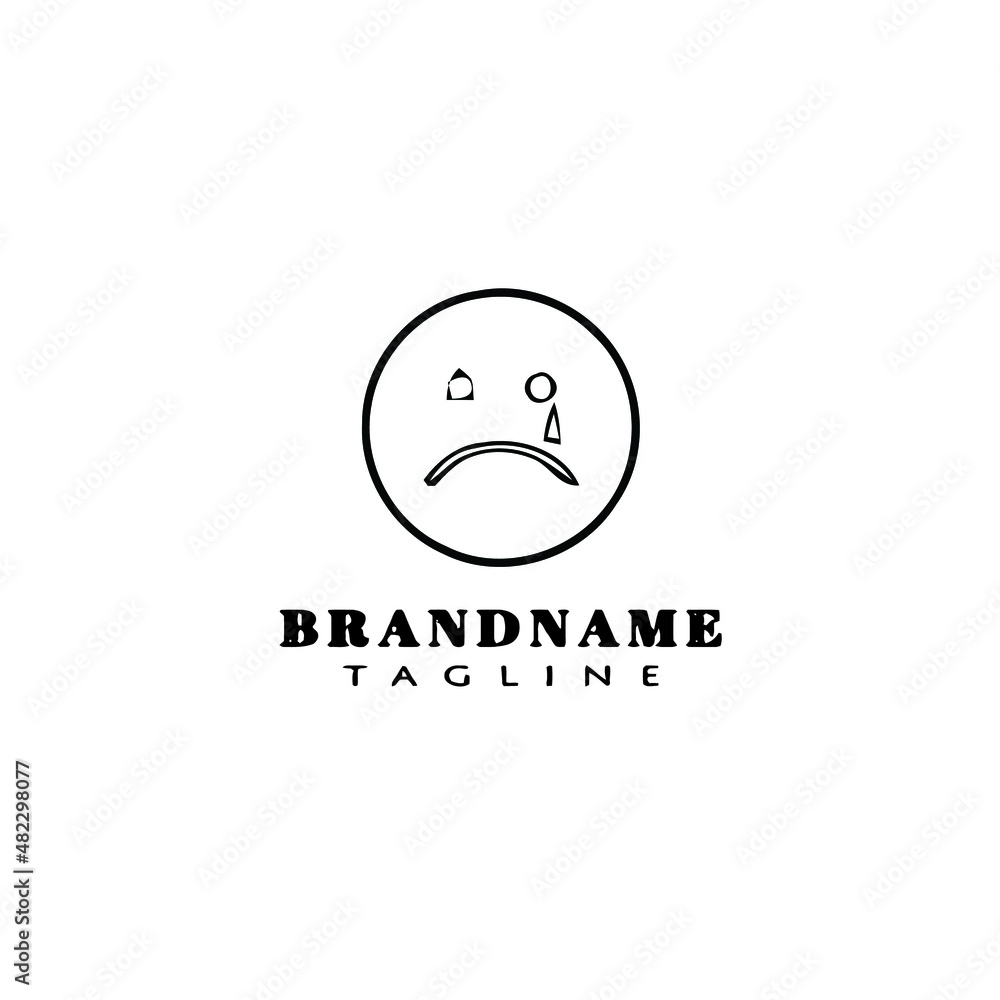 crying emoticon cartoon logo template icon design black isolated vector ...