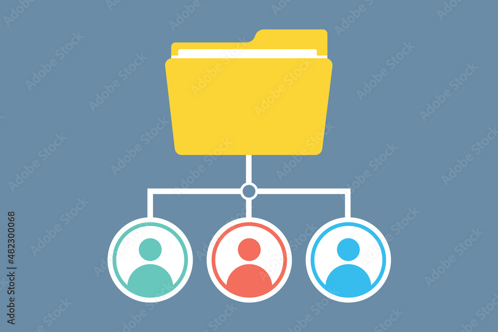 depicting different networks attached to a folder defining the concept ...