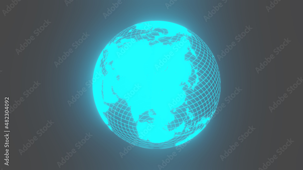 3d rendered illustration of Planet Earth. hologram and glow effect ...