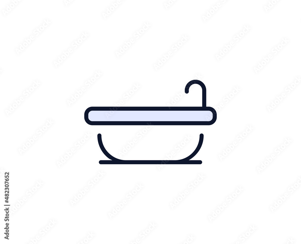 Bath flat icon. Single high quality outline symbol for web design or ...