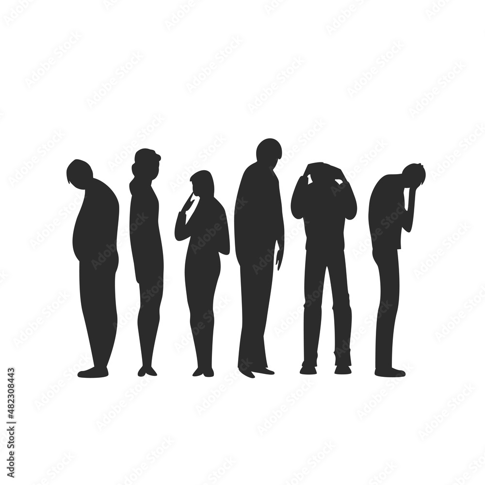 people silhouette. vector isolated image of a group of people ...