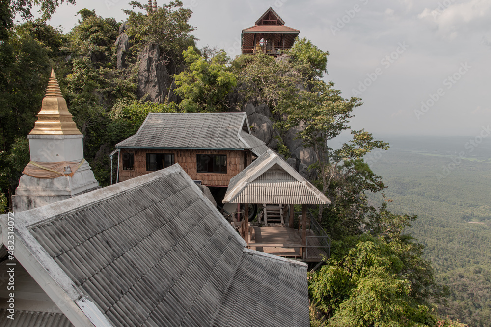 Lampang, Thailand - Sep 03, 2020 : Pagoda on top of the cliff high ...