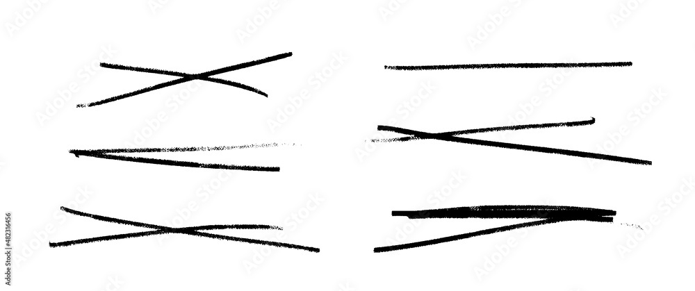 Grunge strikethrough isolated. Set of scribble sweeping underlines ...