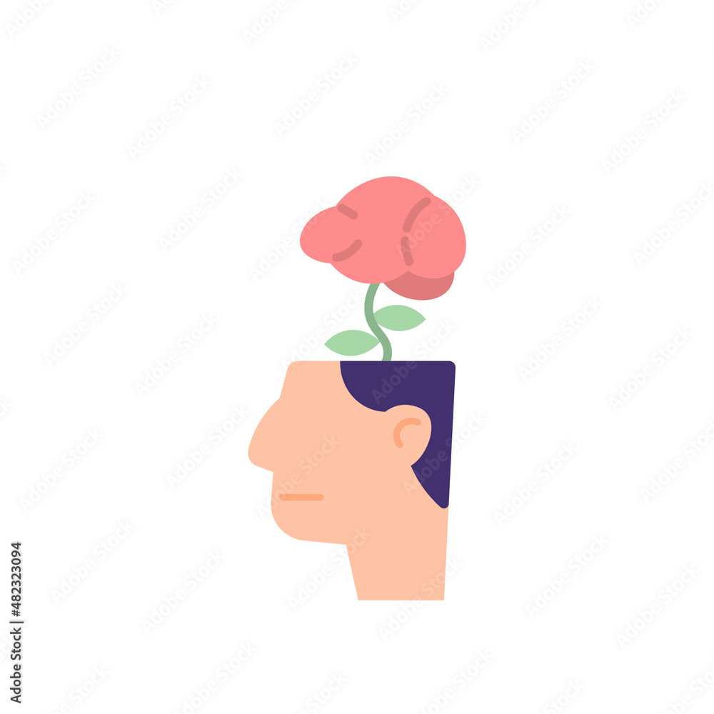 illustration of a growing brain. brain plant. mind development and ...